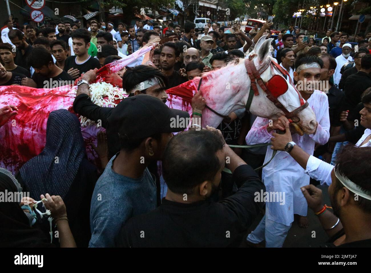 Kolkata, West Bengal, India. 7th Aug, 2022. Shia Muslims participate in ...