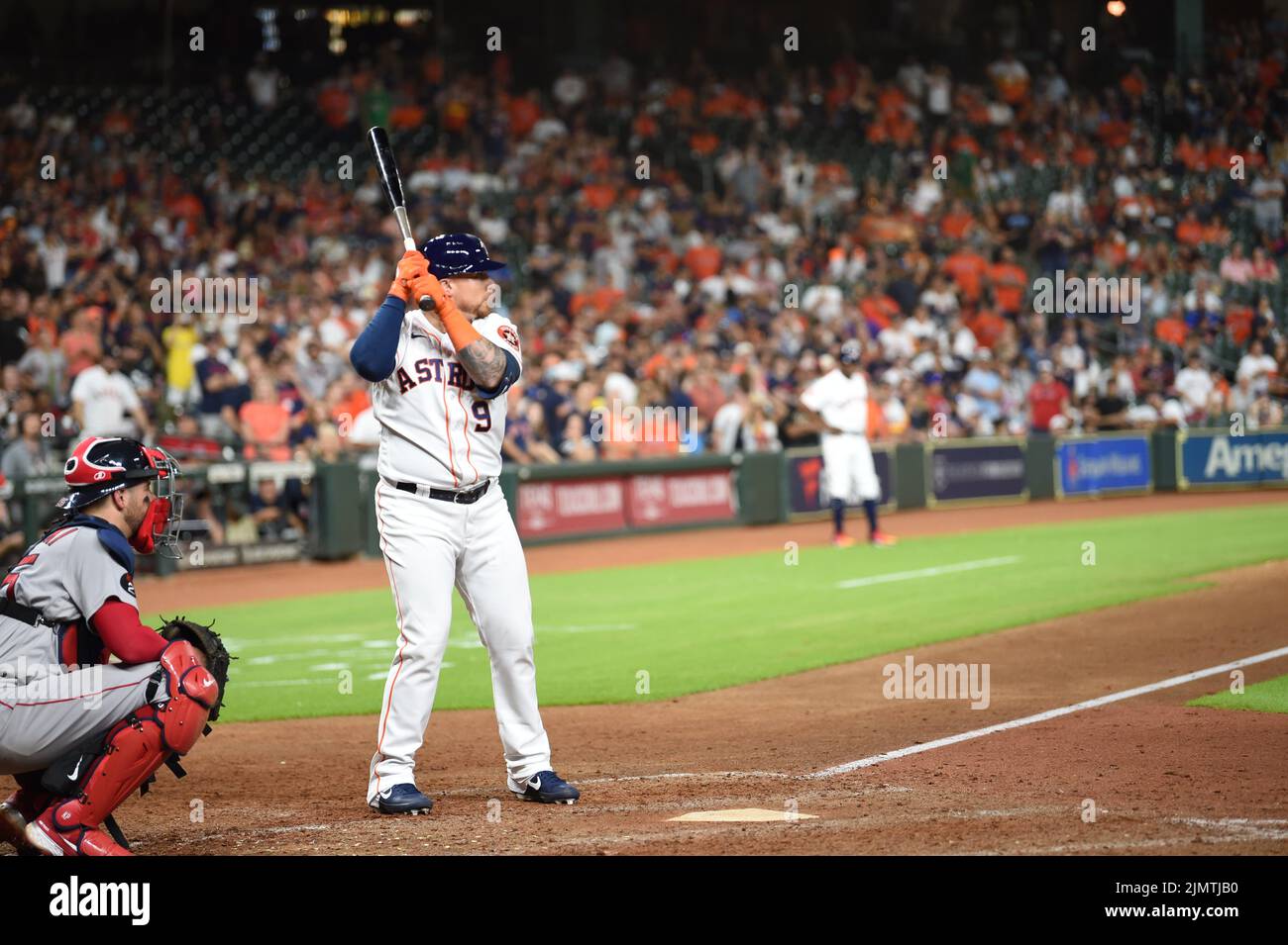 Houston Astros catcher Christian V‡zquez (9) in his first official at ...