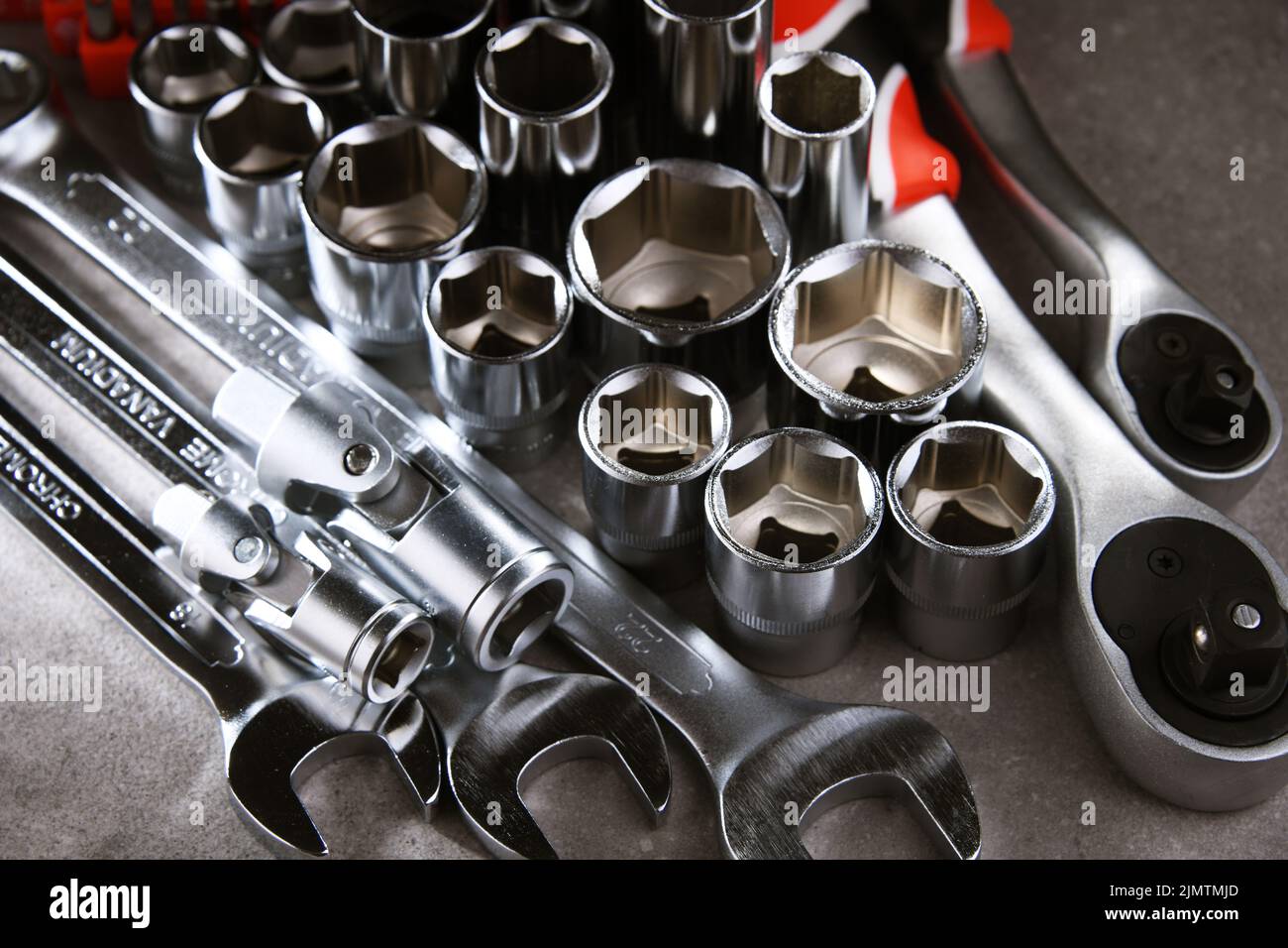 Composition with a variety of metal tools Stock Photo - Alamy
