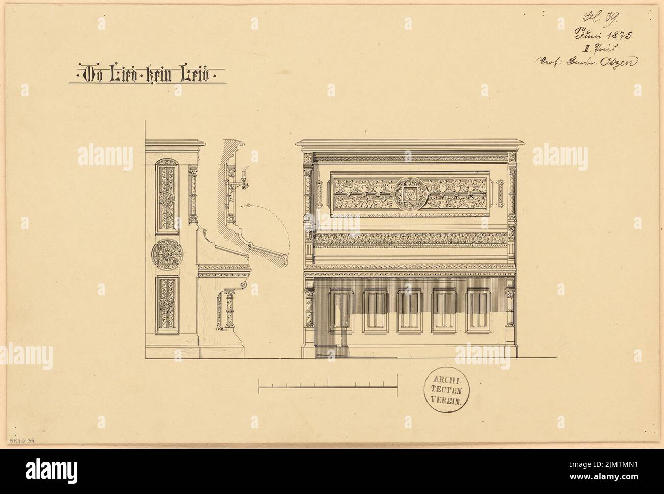 Otzen Johannes (1839-1911), Pianino. Monthly competition June 1875 (06. ...
