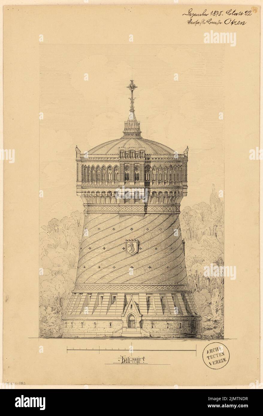 Otzen Johannes (1839-1911), water tower. Monthly competition December ...