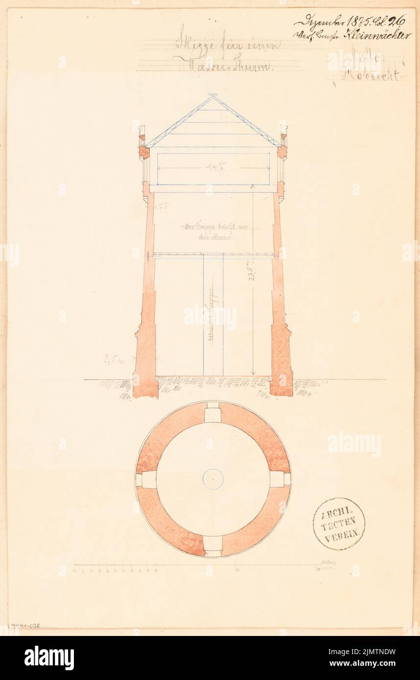 Kleinwächter Friedrich (1847-1898), water tower. Monthly competition ...