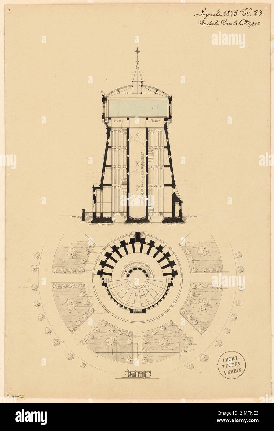 Otzen Johannes (1839-1911), water tower. Monthly competition December ...