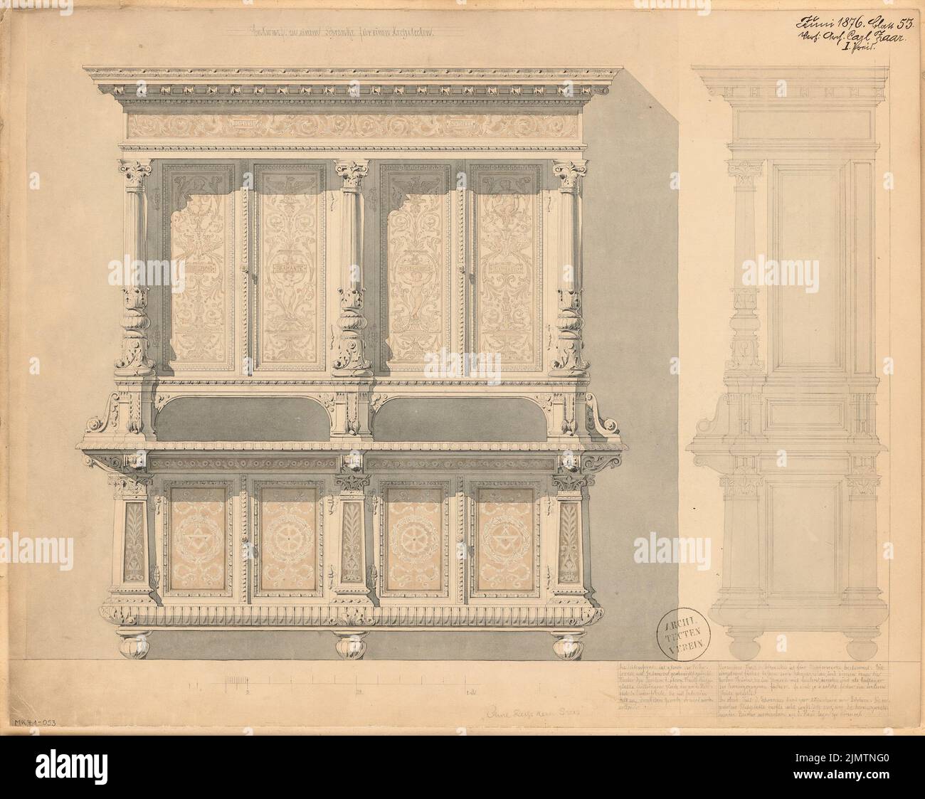 Zaar Carl (1849-1924), bookcase. Monthly competition June 1876 (06.1876 ...