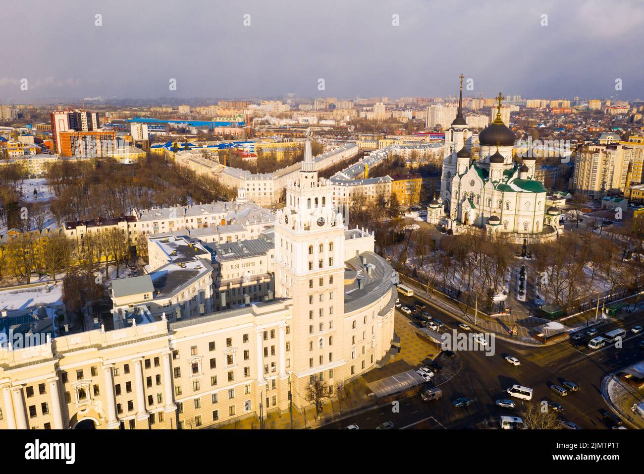Aerial view of the Annunciation Cathedral and the tower of the Southern ...