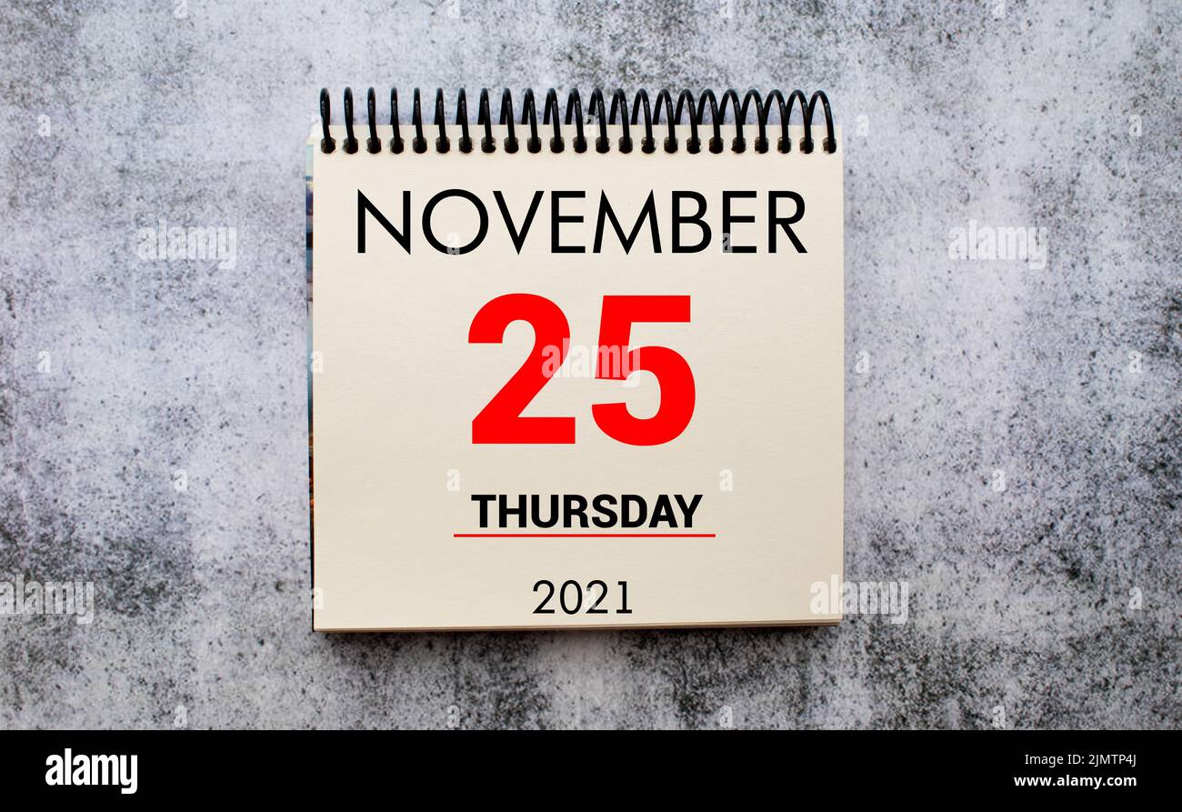 tear-off calendar sheet with date November 25 Stock Photo - Alamy