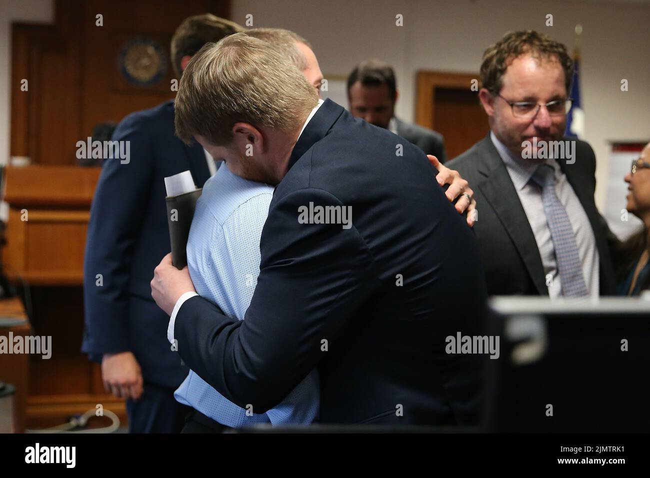 Austin, Texas, USA. 5th Aug, 2022. MARK BANKSTON receives a hug after ...