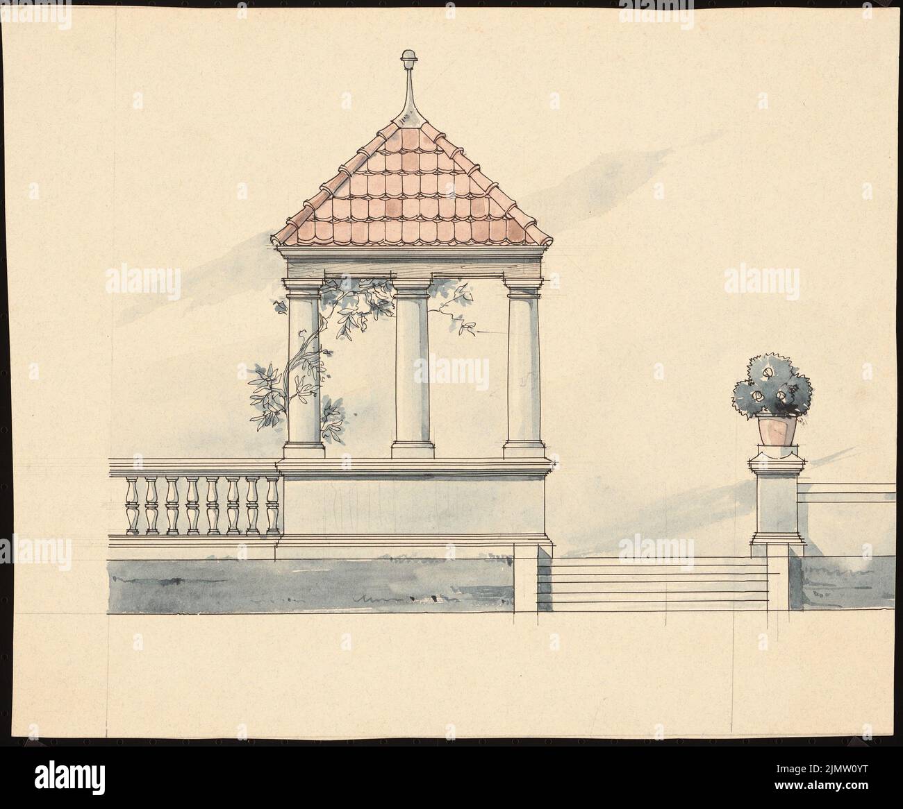 Hand drawn watercolor sketch for landscape design hi-res stock ...