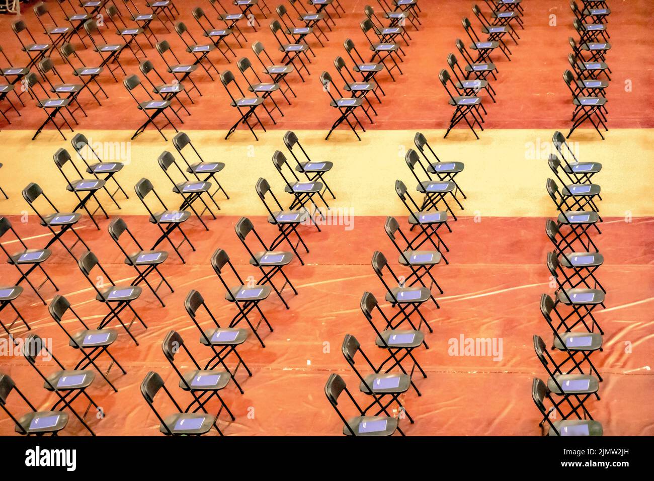 Graduation ceremony seating ready for graduates at stadium Stock Photo ...