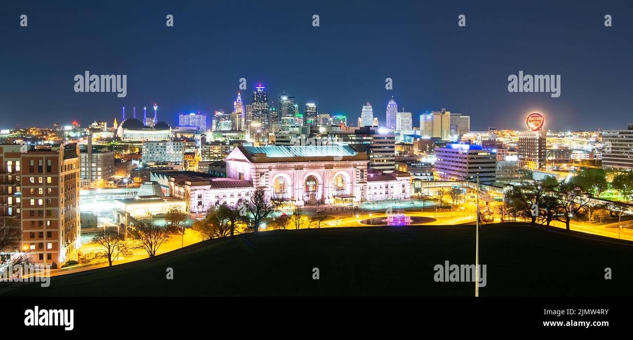 Kansas city cityscape skyline at night Stock Photo - Alamy