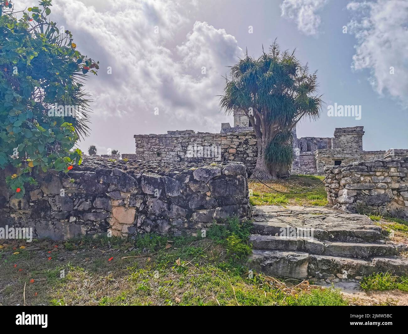 Ancient Tulum ruins Mayan site with temple ruins pyramids and artifacts ...