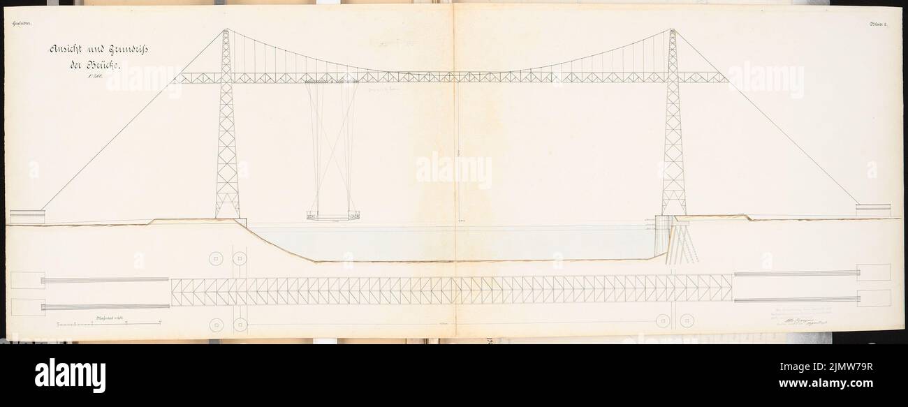 Franzius Otto, suspended ferry over the Kaiser Wilhelm Canal (North Ostsee Canal) near ...