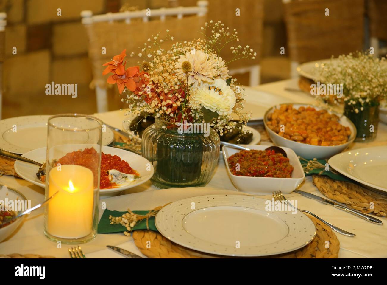 A dinner table from the Turkish Culture being prepared for a ...