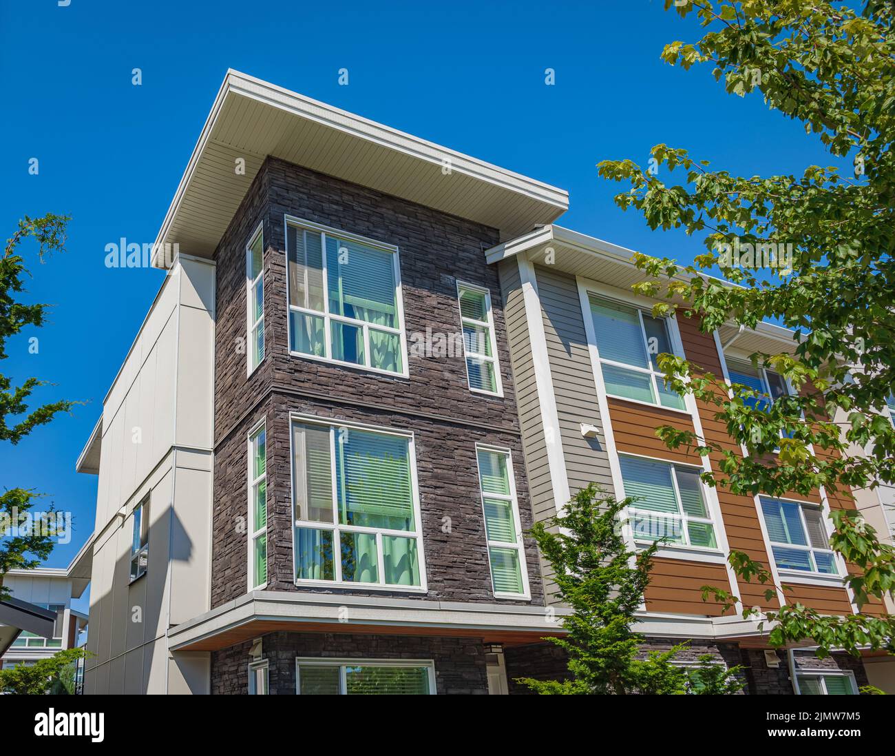 Neighborhood new modern houses building in BC, Canada. Canadian modern ...