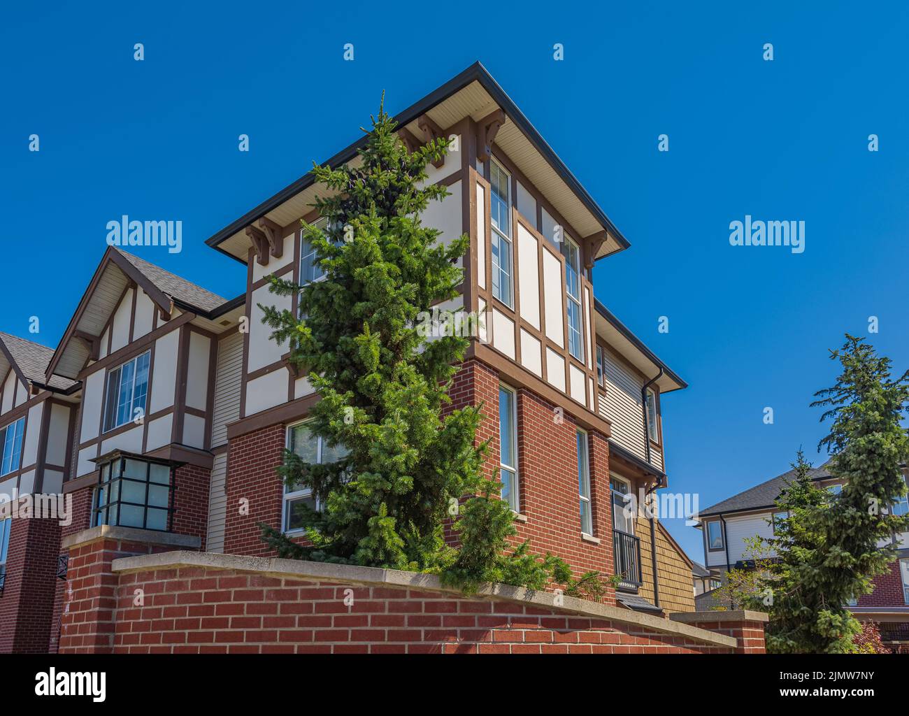 Neighborhood new modern houses building in BC, Canada. Canadian modern ...