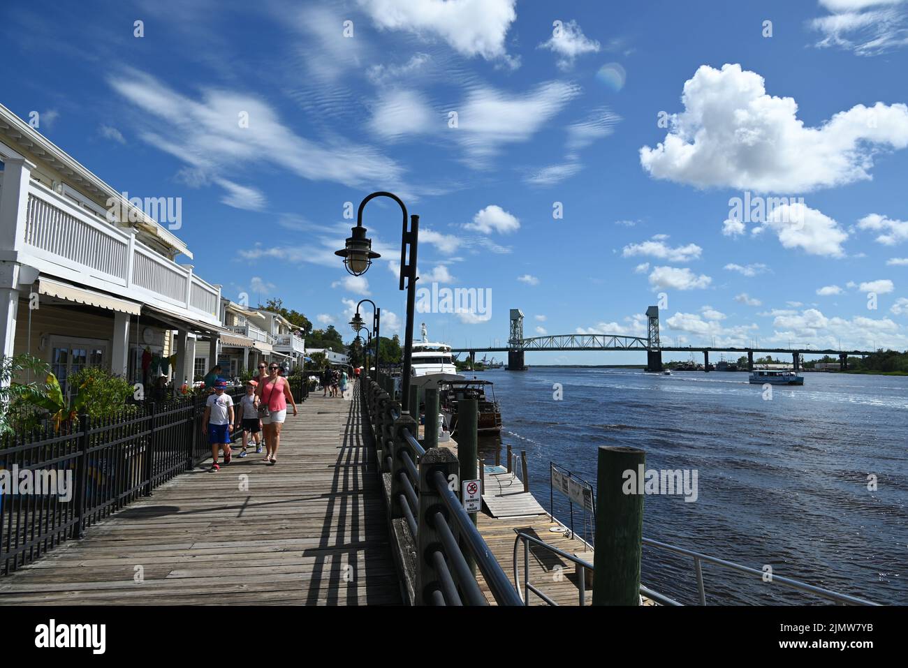 The River Walk on the Cape Fear River in the historic downtown area of ...