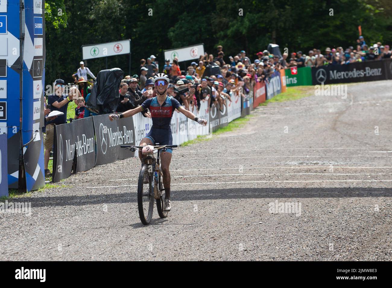 August 07, 2022: Yolanda Neff of Switzerland (9) crosses the finish ...