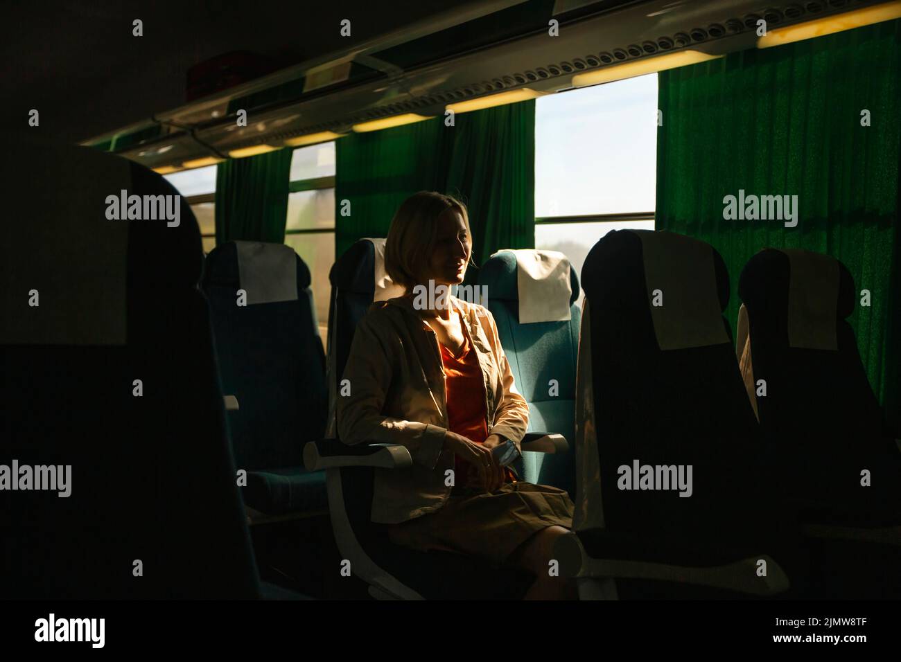 Bus women sit hi-res stock photography and images - Alamy
