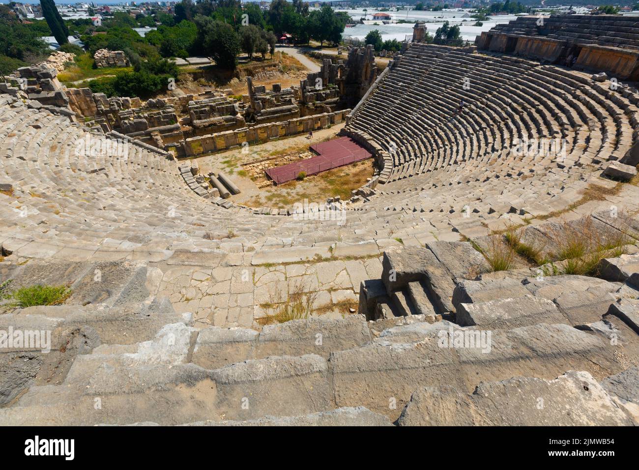 Ruins of ancient roman or greek theatre in town Demre. Ancient Myra city. Turkey Stock Photo - Alamy