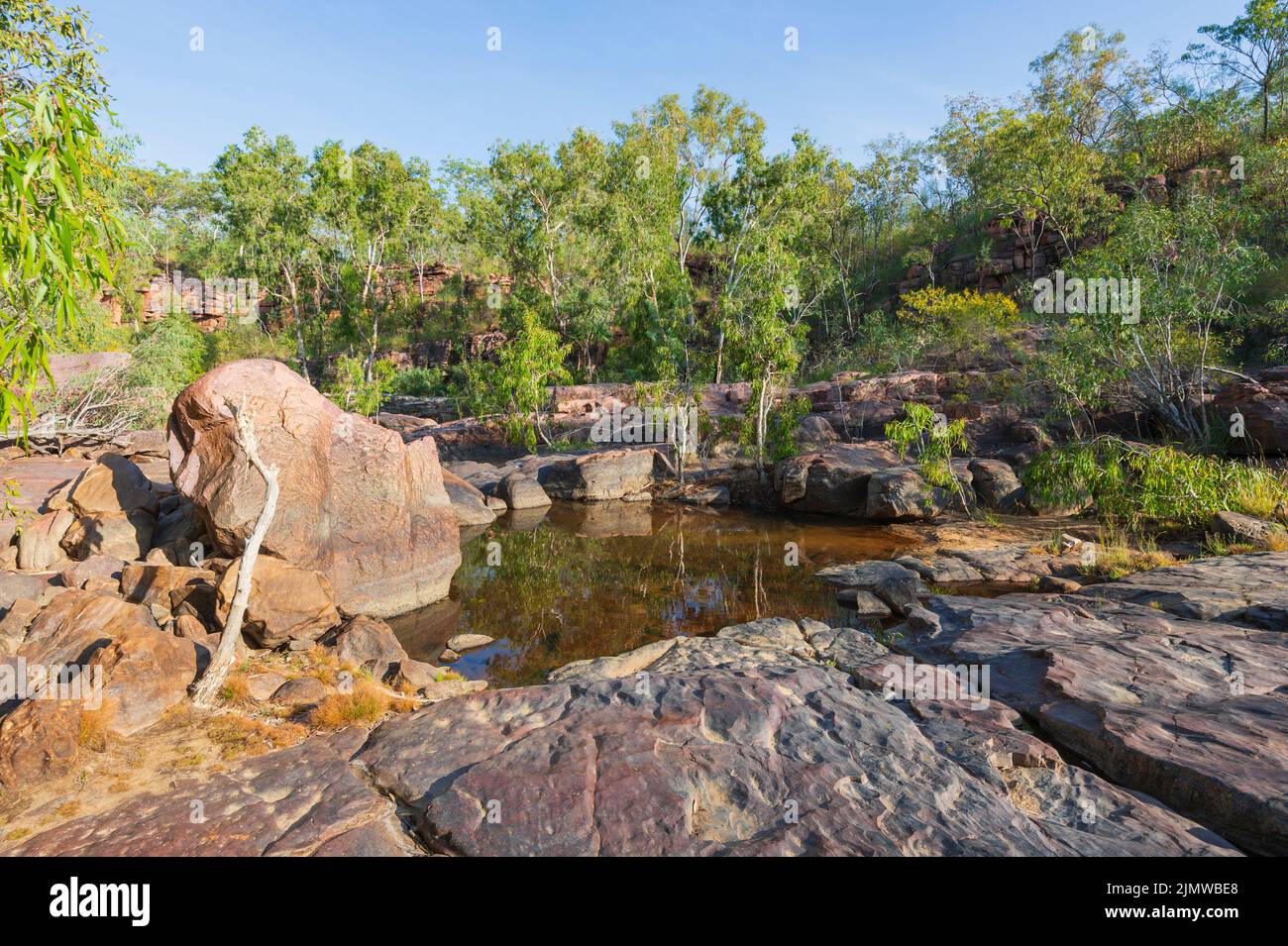 Rock pool with tannin stained water at Umbrawarra Gorge Nature Park ...