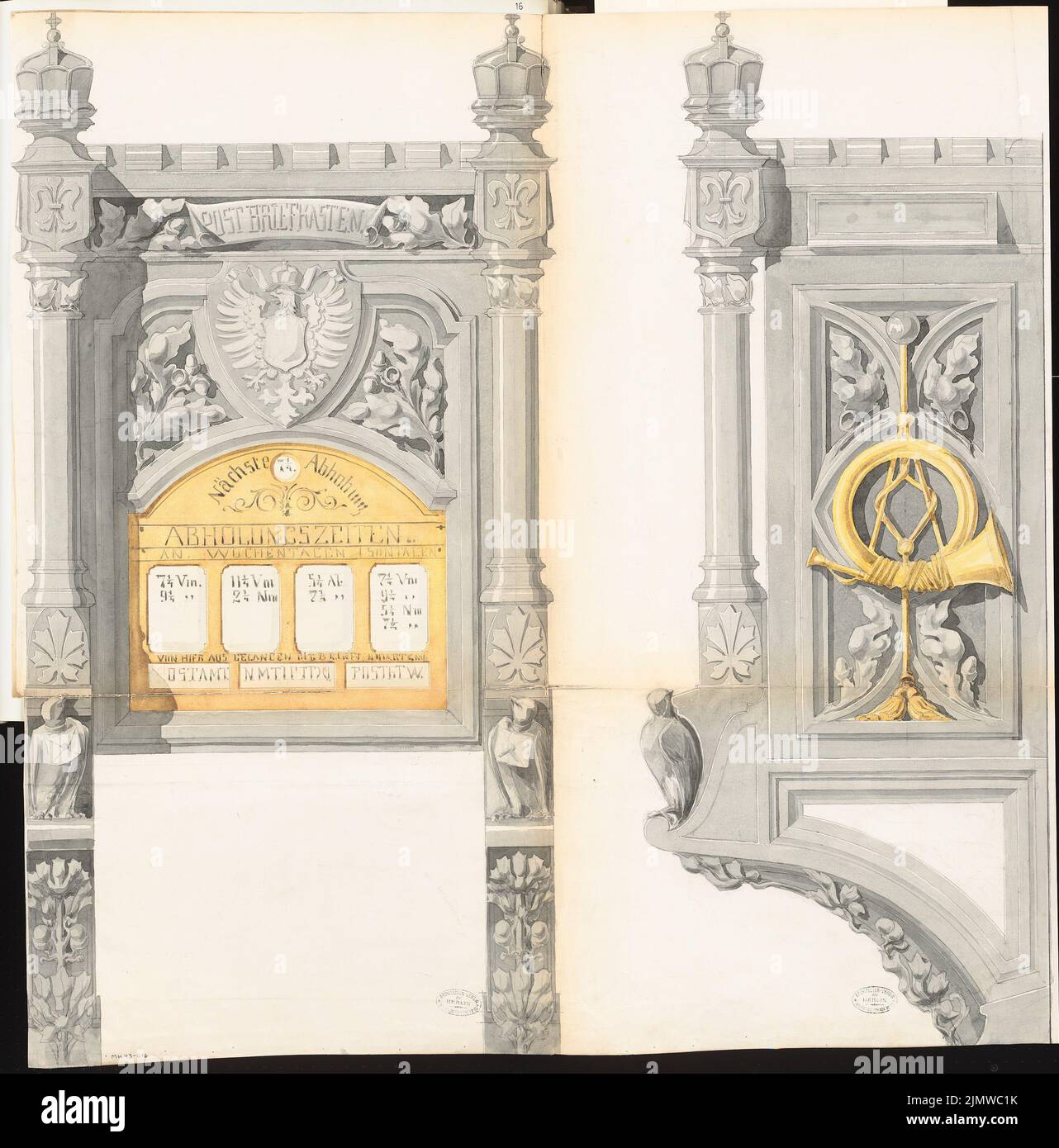 Unknown architect, mailbox for the Reichspost. Monthly competition ...