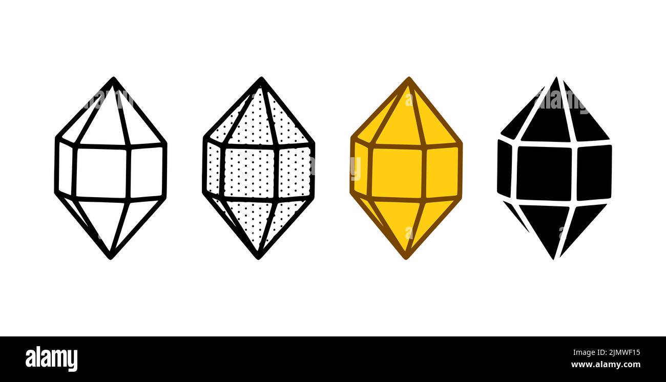 Gemstone or jewel symbol vector illustration in different styles ...