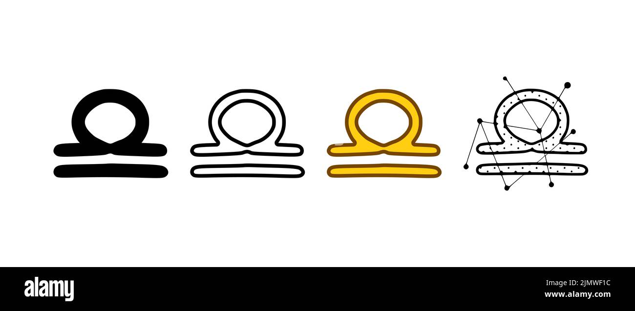 Libra zodiac sign vector illustration in different styles isolated on ...