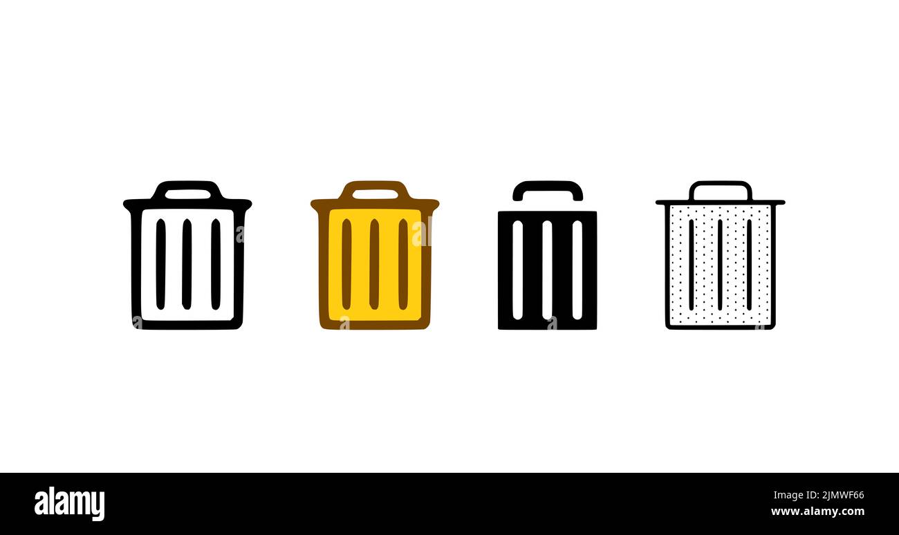 Bin icon set in different styles. Bucket symbol vector illustration ...