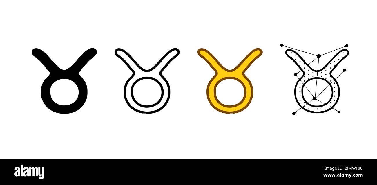Taurus zodiac sign vector illustration in different styles isolated on ...