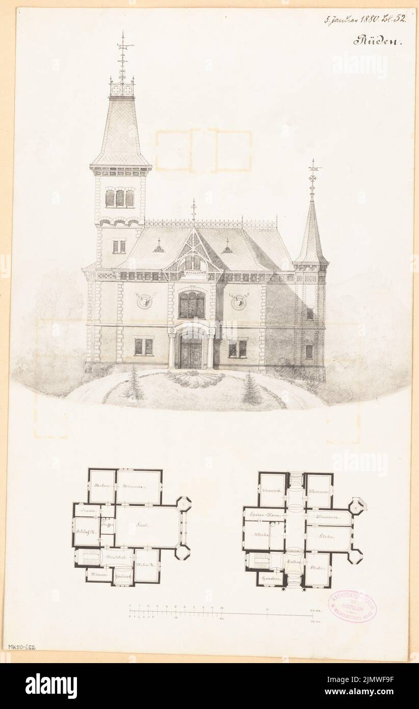 Unknown architect, hunting louse. Monthly competition in January 1880 ...