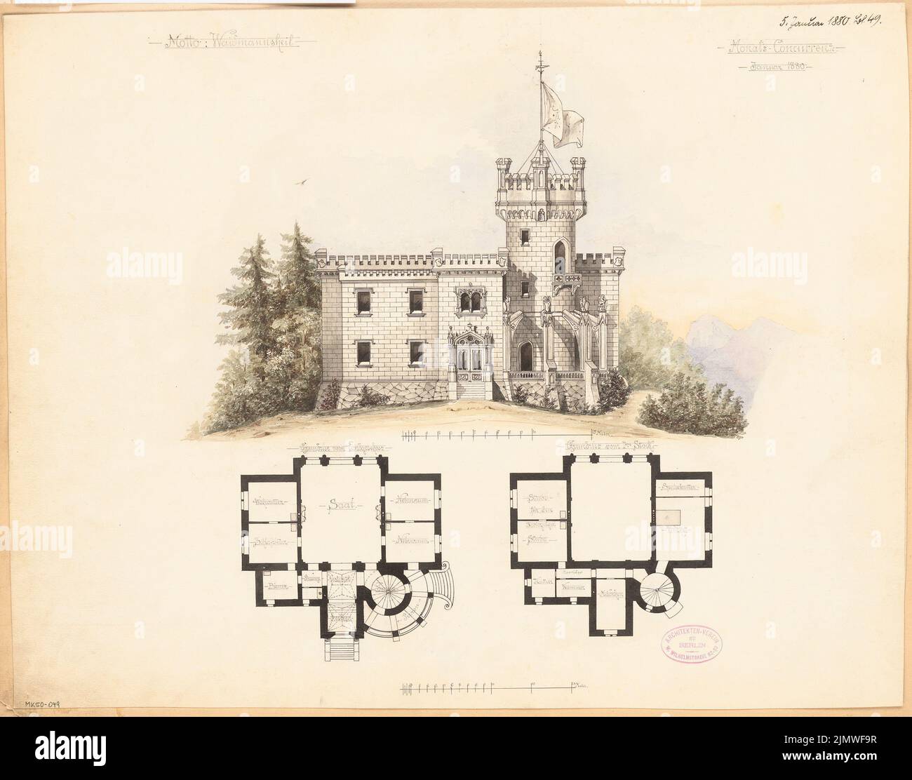 Unknown architect, hunting louse. Monthly competition in January 1880 ...