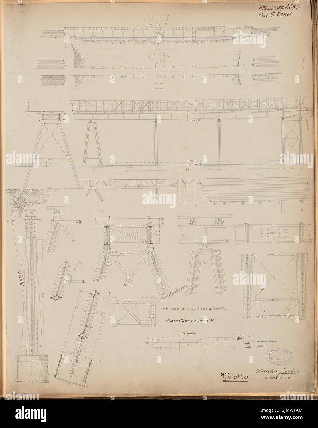 Comes Carl, bridge over a lake. Monthly competition March 1880 (03.1880 ...