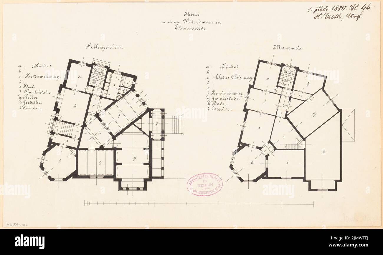 Guth Hermann (1851-1924), residential building in Eberswalde. Monthly competition July 1880 (07. ...