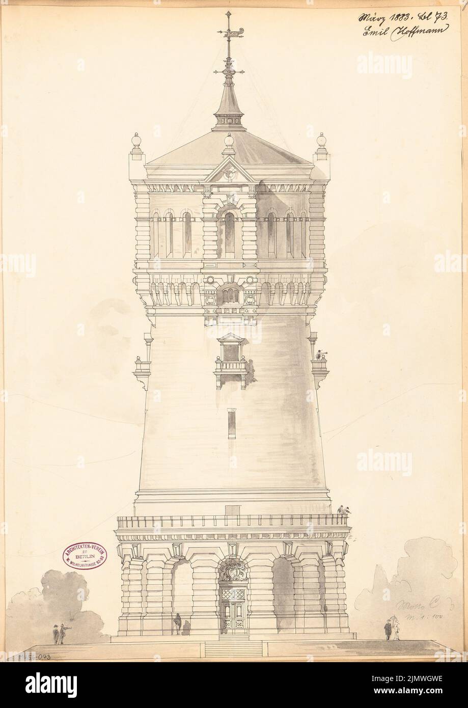 Hoffmann Emil (1845-1901), water tower in Colmar. Monthly competition ...