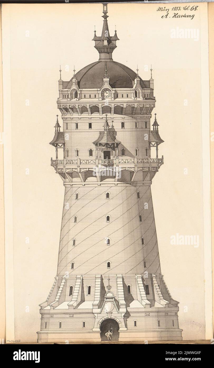 Hartung Adolf (1850-1910), water tower in Colmar. Monthly competition ...