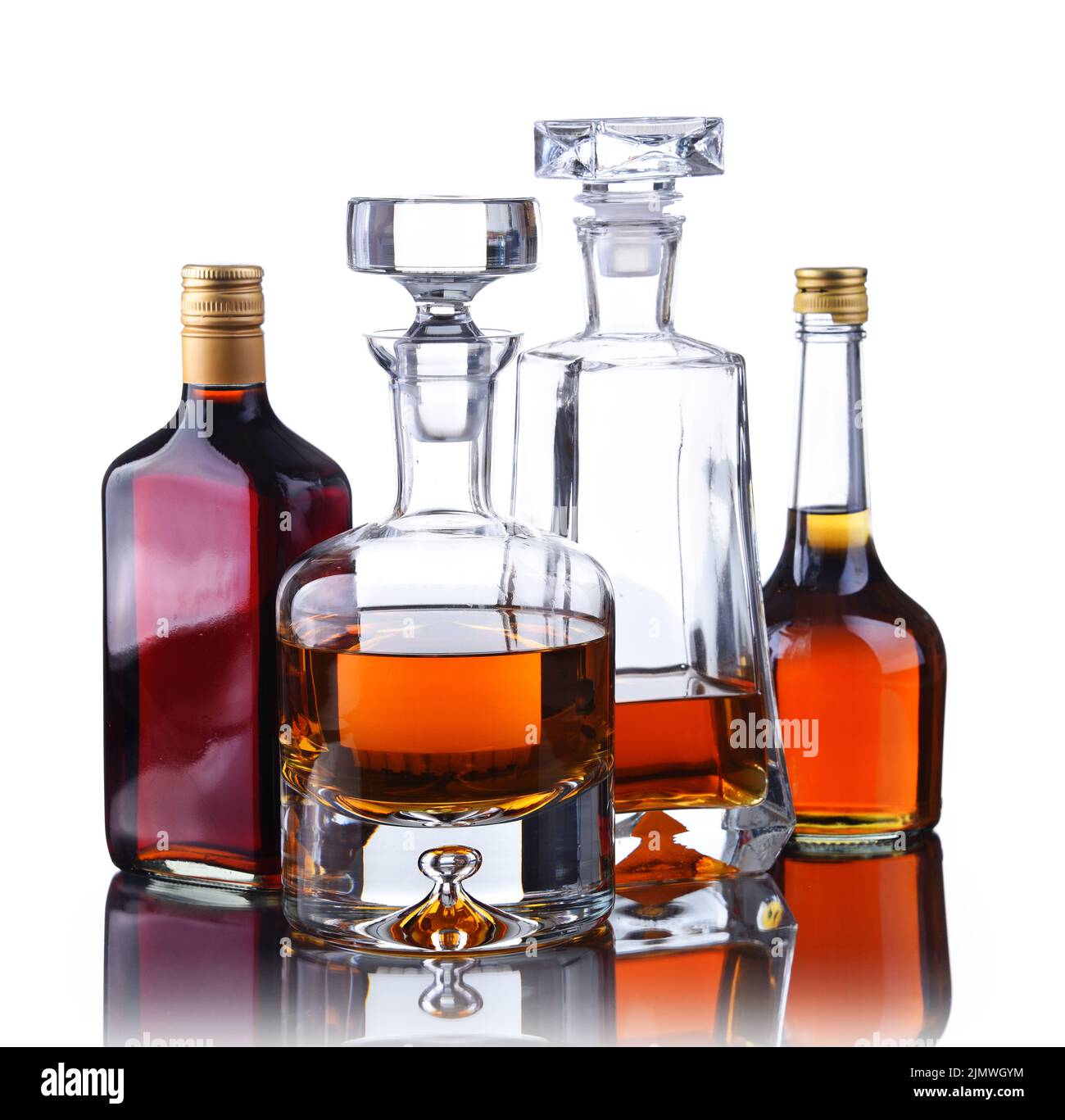 Composition with bottles of assorted alcoholic beverages Stock Photo ...