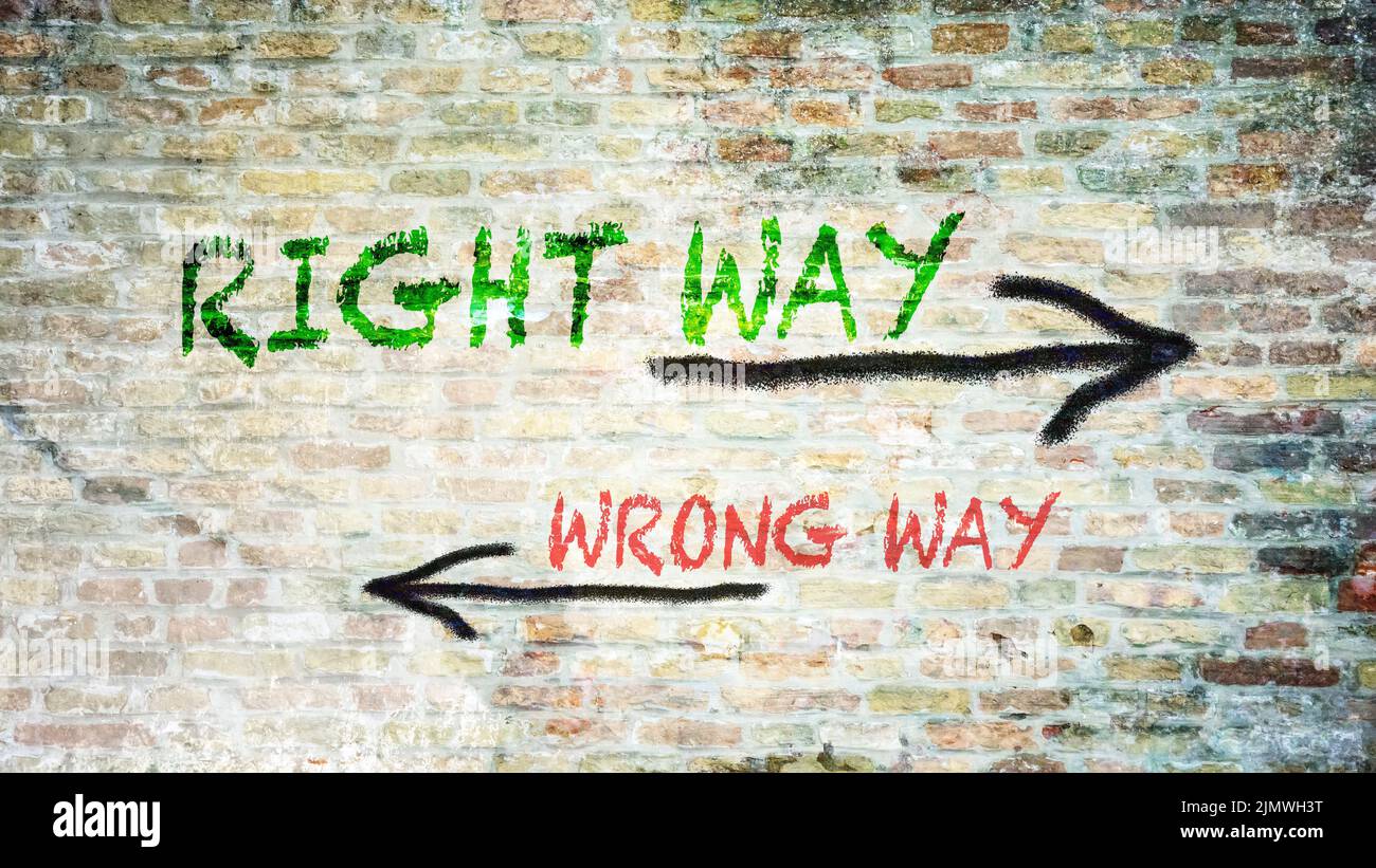 Street Sign to RIGHT WAY versus WRONG WAY Stock Photo - Alamy Street Sign to RIGHT WAY versus WRONG WAY Stock Photo - Alamy
