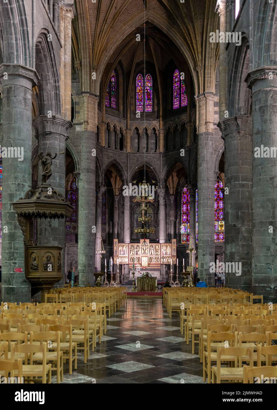 Interior view of the Notre Dame cathedral in Dinant Stock Photo - Alamy