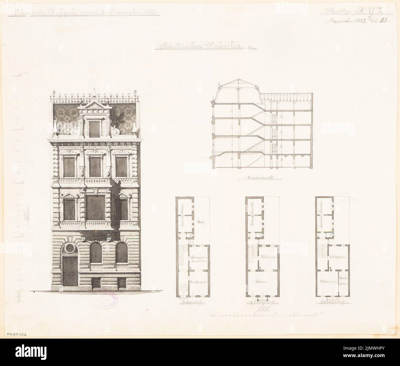 Unknown architect, urban residential building. Monthly competition ...