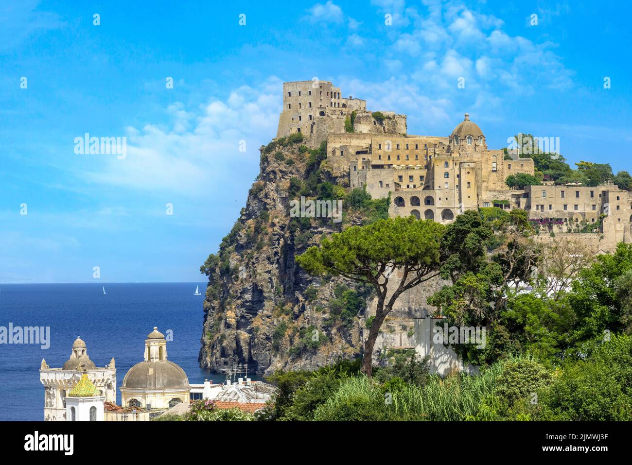Italy, scenic medieval Aragon castle, Aragonese Castle om Ischia island ...
