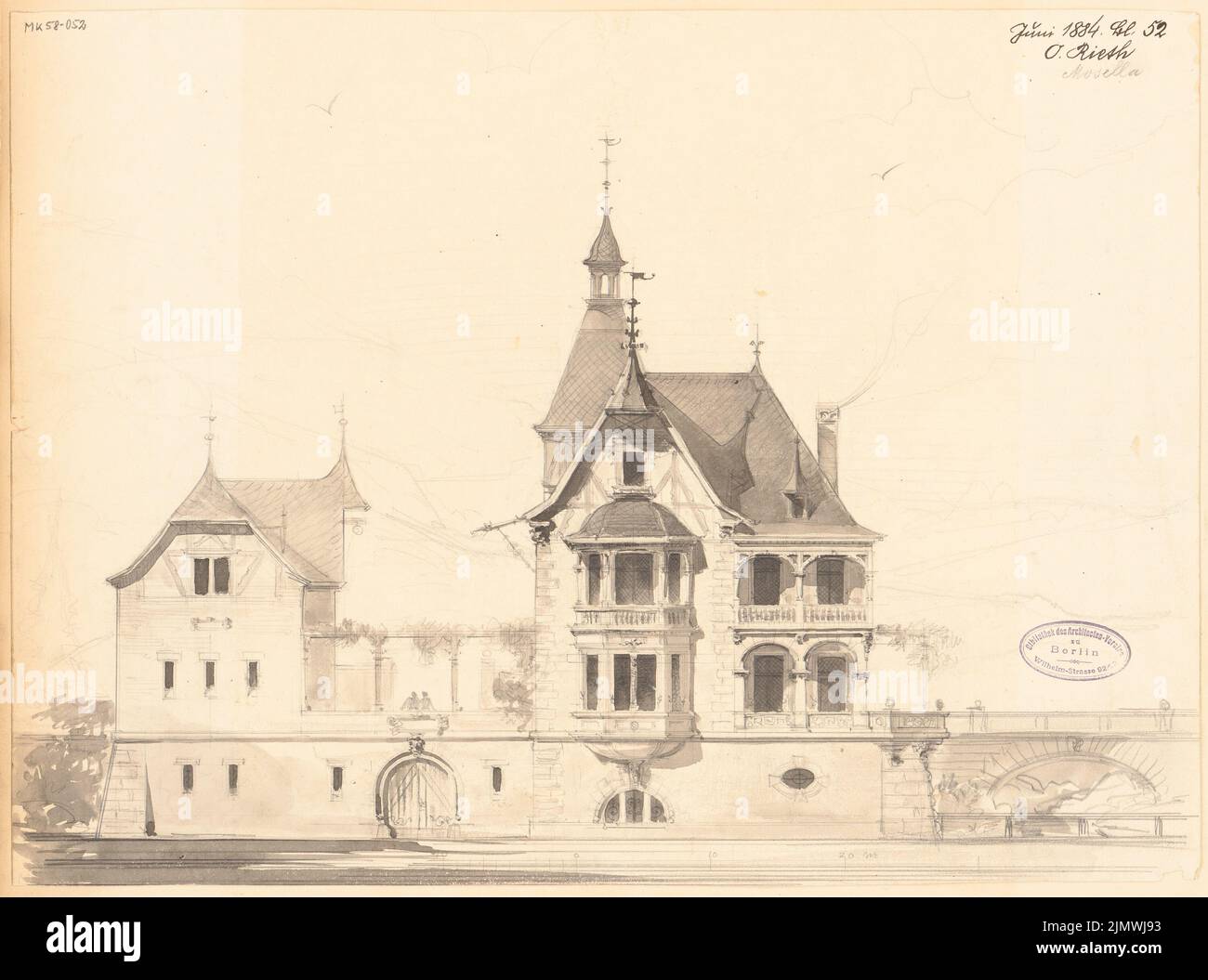 Rieth Otto (1858-1911), villa in Cochem. Monthly competition June 1884 ...