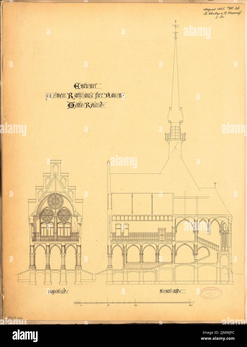 Hartung & Schultze, Rathaus Nauen. Monthly competition August 1885 (08. ...