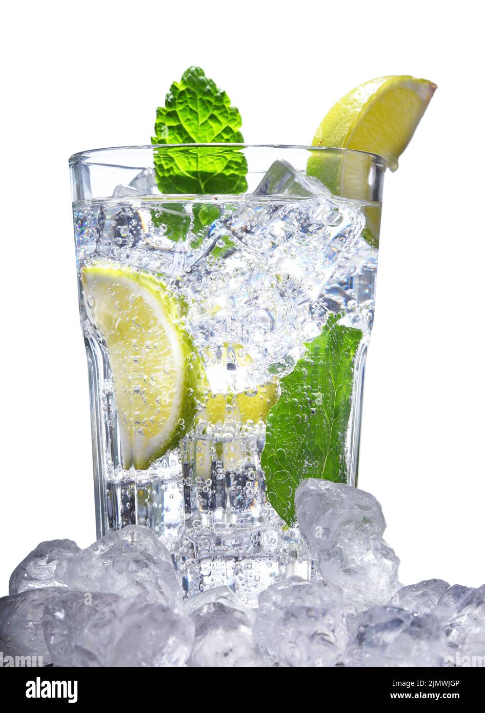 Glass of mineral water with ice Stock Photo - Alamy