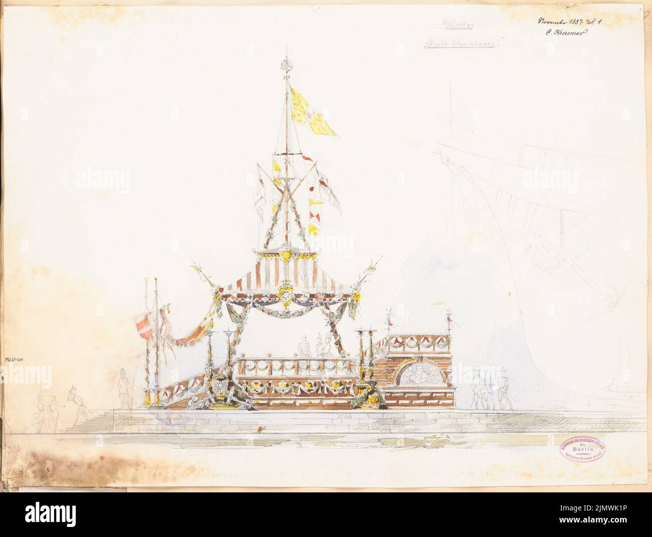 Krämer Carl (1857-1896), pavilion and pulpit to baptize a German ...