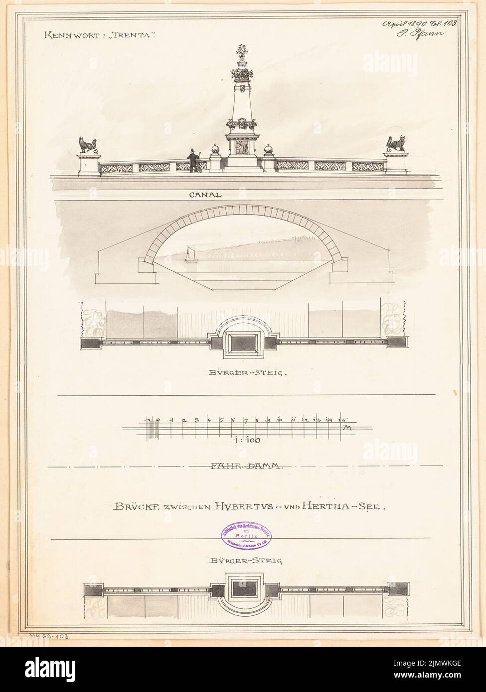 Pfann Paul (1860-1919), Hubertus bridge in the Berlin-Grunewald villa ...