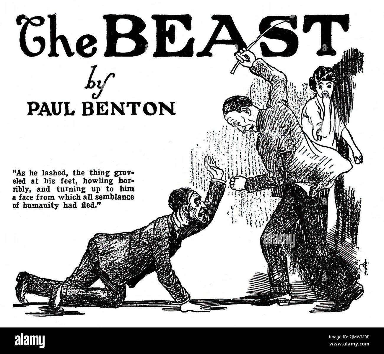The Beast, by Paul Benton. Illustration by G. O. Olinick from Weird Tales, December 1926 Stock ...