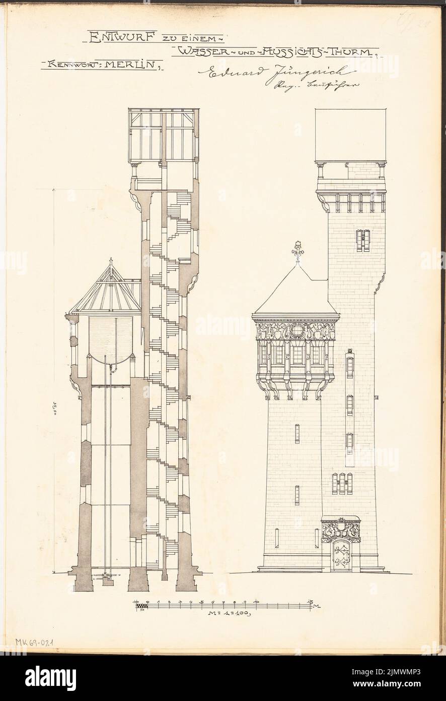Younger Eduard (1872-1935), water tower and lookout tower. Monthly ...