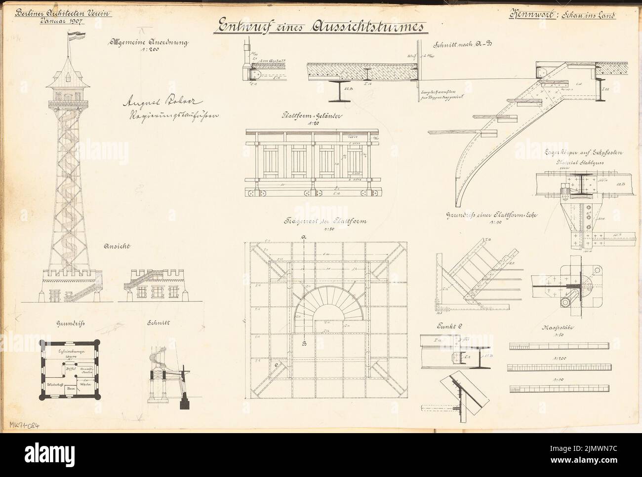 Bohrer August (1870-1916), lookout tower. Monthly competition in ...