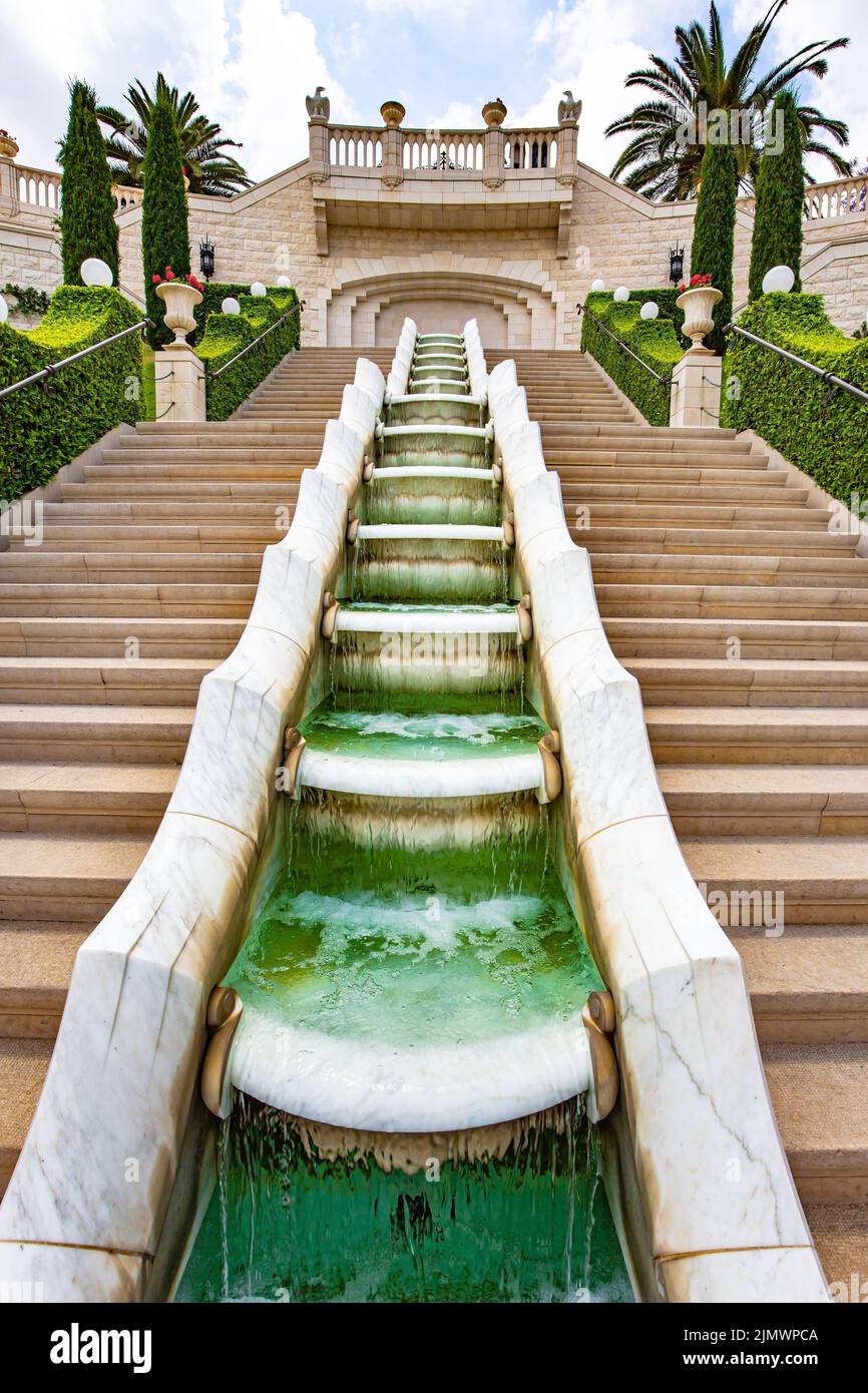 Picturesque cascade waterfall fountain Stock Photo - Alamy
