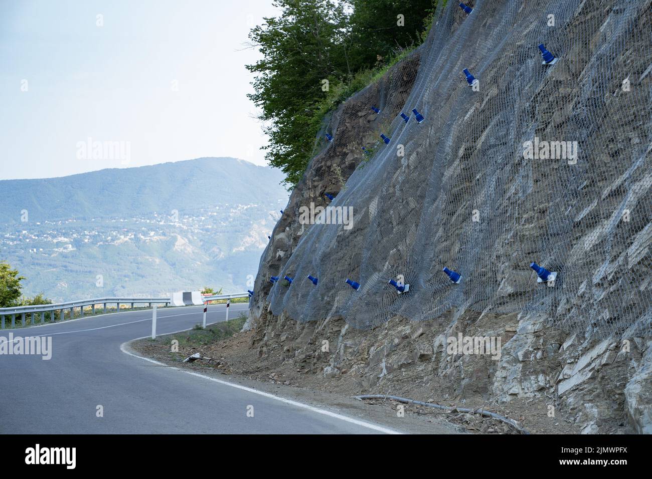 Landslide and rock sliding prevention in Georgia, reinforcing mountain ...